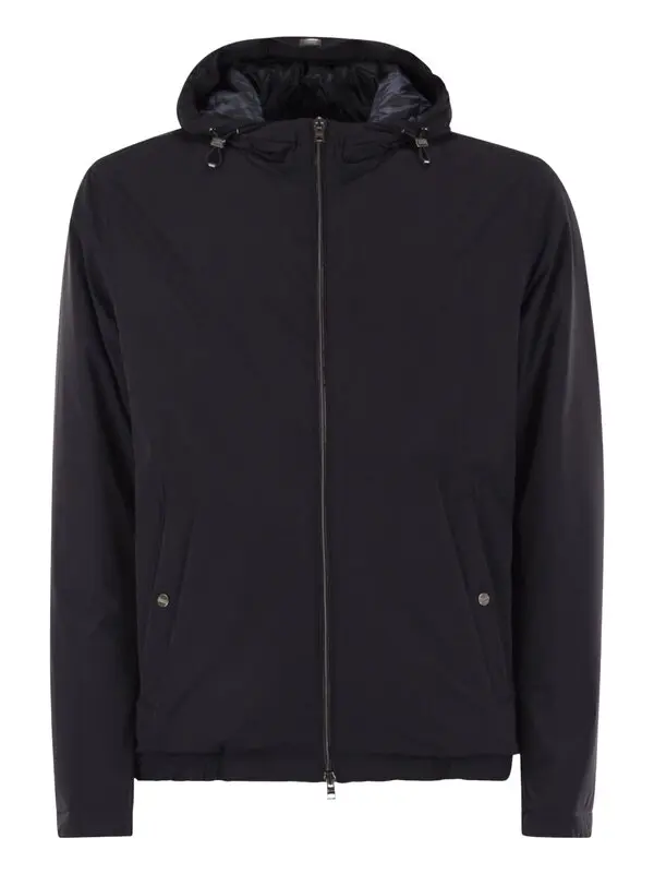 Herno Quilted Hooded Jacket With Drawstring - Black