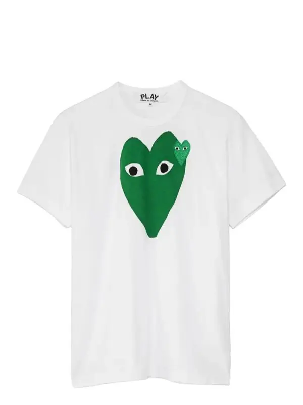 Play Comme Des Garcon Heart-shaped Patch Round Collar T-shirt - White