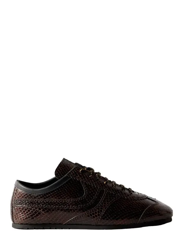 Dries Van Noten Snakeskin Leather Lace-up Sneakers - Dark Brown