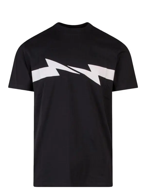 Neil Barrett Thunderbolt-print Cotton T-shirt - Black
