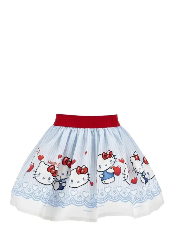 Monnalisa Hello Kitty Print Pleated Skirt - White