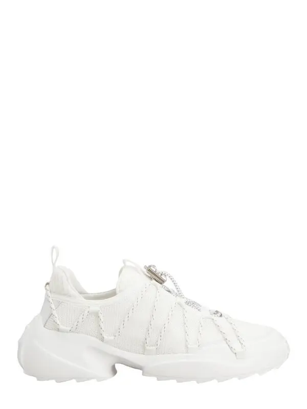 ROGER VIVIER Viv' Zag Lace-up Sneakers With Crystal Buckles - White