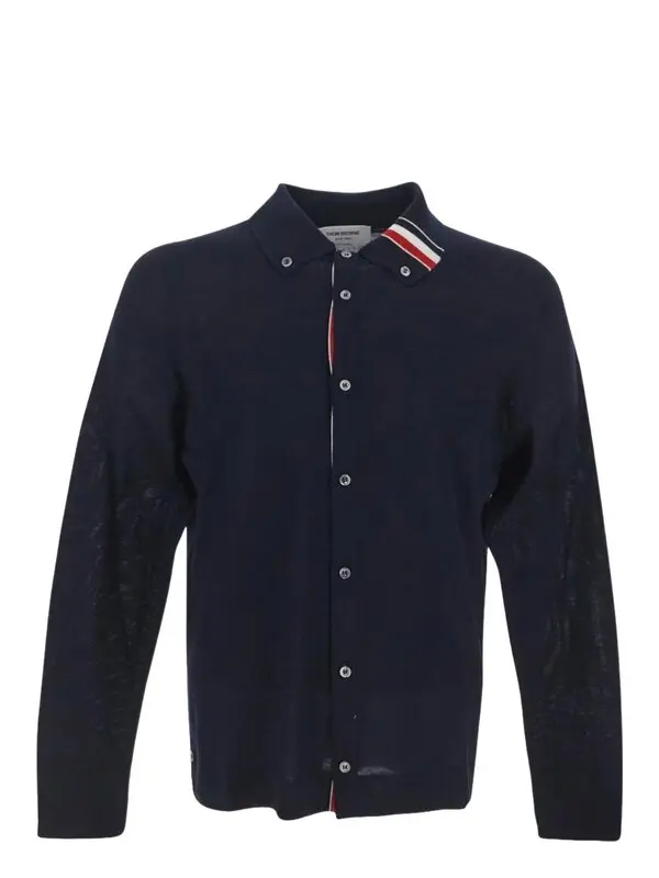 Thom Browne Contrasting Stripe-trim Knit Cardigan - Navy Blue