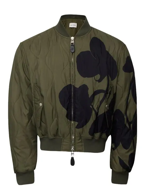 Alexander McQueen Orchid Quilted Bomber Jacket - Brown