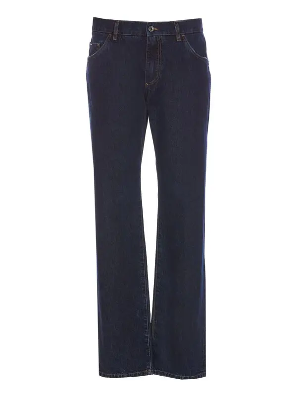 Dolce & Gabbana Straight-leg Jeans With Oversized Logo Patch - Black