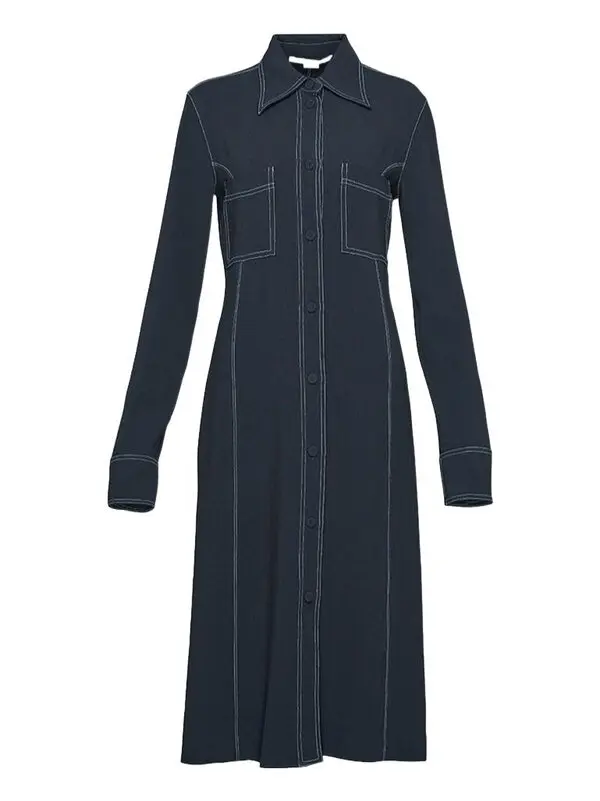 Stella McCartney Contrast Stitching Midi Shirtdress - Black
