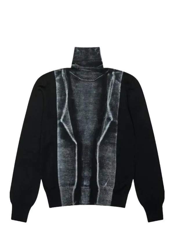 MAISON MARGIELA High-neck Paneled Sweater With Spray-dyed Detailing - Black