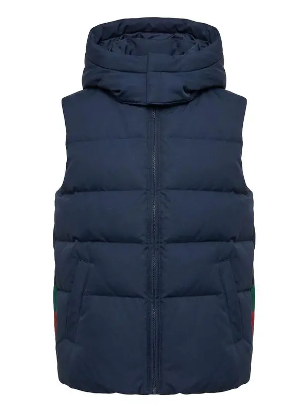Gucci Hooded Quilted Gilet - Blue