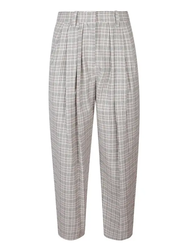 Isabel Marant Étoile Plaid Pleated Trousers - Gray
