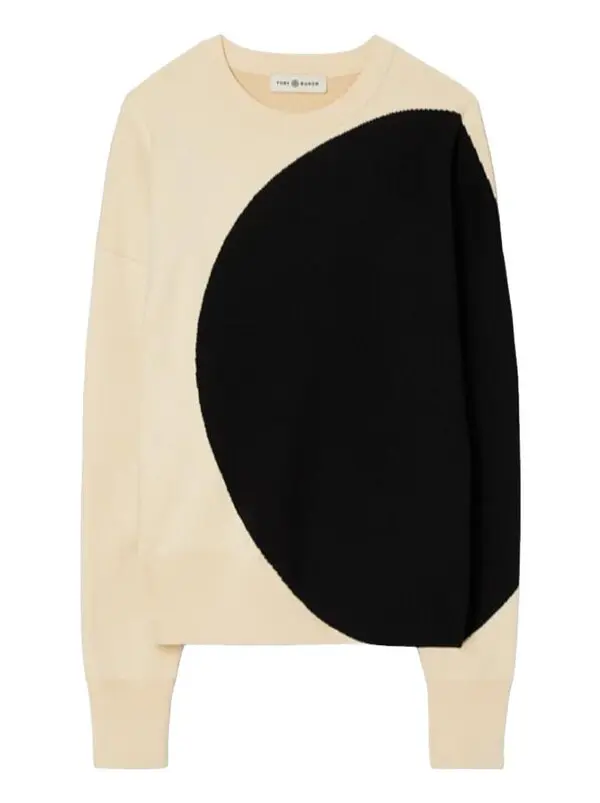 Tory Burch Colorblock Crewneck Knitted Jumper - Black