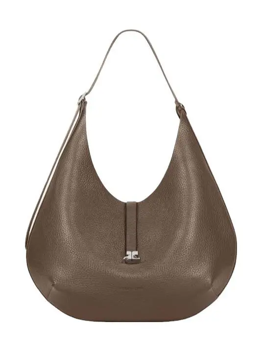 COURREGES Logo Buckle Shoulder Bag - Light Mocha
