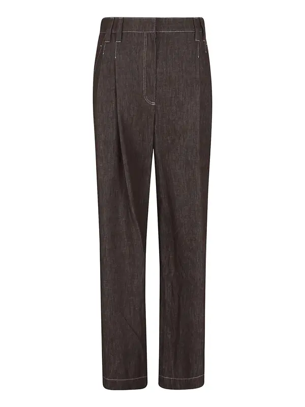 Brunello Cucinelli Straight-leg Box-pleat Trousers - Black