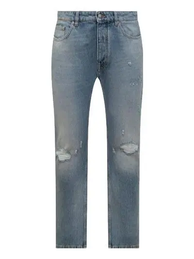 Palm Angels Straight Leg Distressed Jeans - Gray