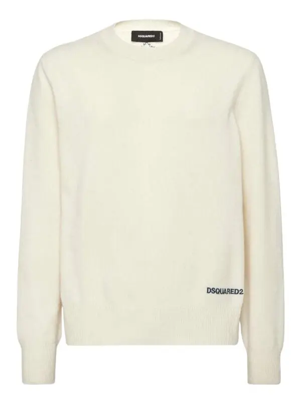 Dsquared2 Logo Embroidered Crewneck Jumper - Off White