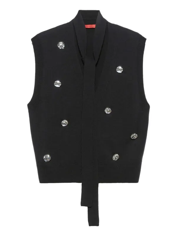 MAXCO. Max&co. Sleeveless Knitted Vest With Rhinestones - Black