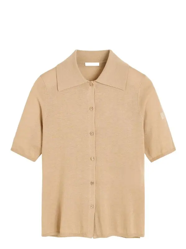BY MALENE BIRGER Peak Collar Button-down Polo Shirt - Dark Sand