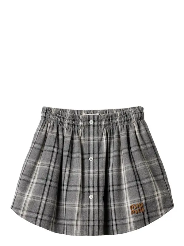 Miu Miu Plaid Mini Skirt - Slate Gray