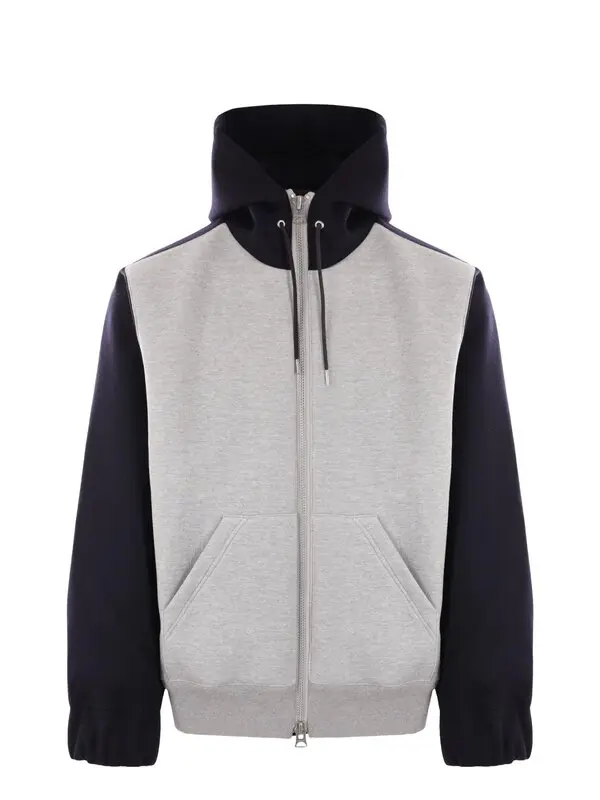 Sacai Drawstring Zip-up Hoodie - Gray