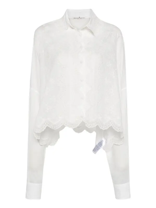 Ermanno Scervino Long Sleeve Lace Detail Blouse - White