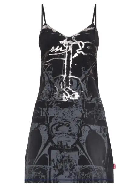 DIESEL® D-longy Metallic-print Slip Dress - Black