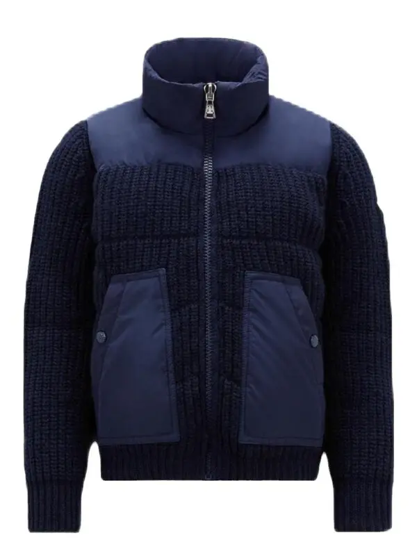 Moncler Zipped Padded Cardigan - Navy Blue