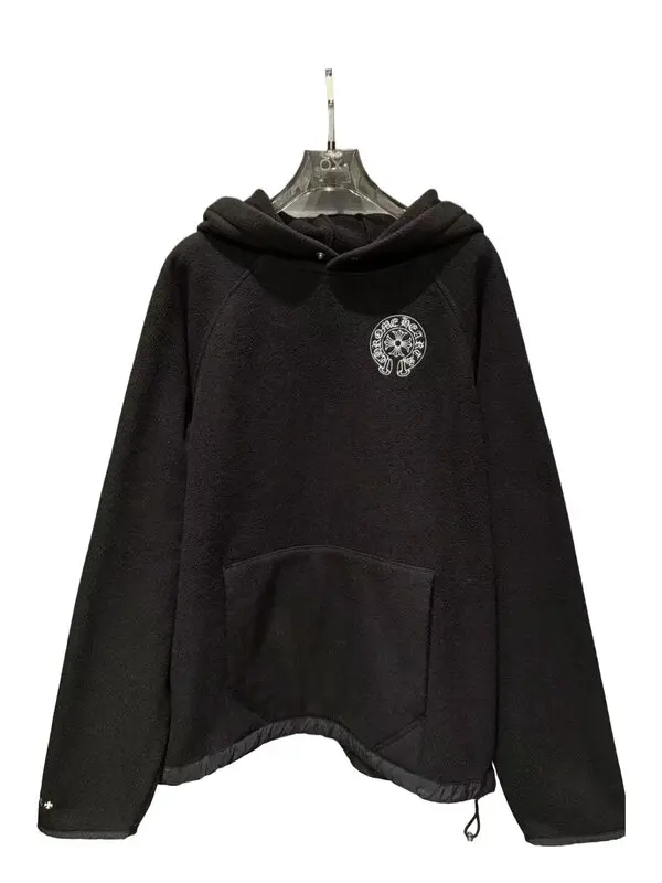 Chrome Hearts Long Sleeve Hooded Sweatshirt With Kangaroo Pocket - Black