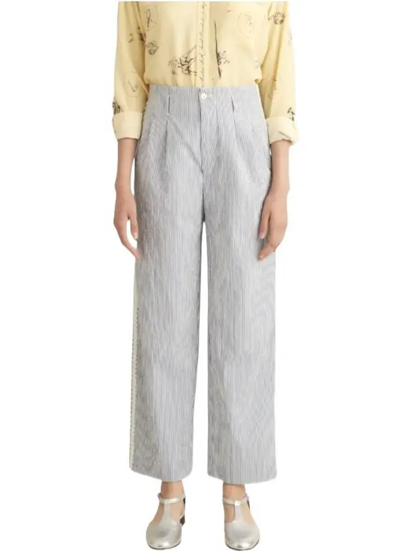 BODE Striped Wide-leg Casual Trousers - No
