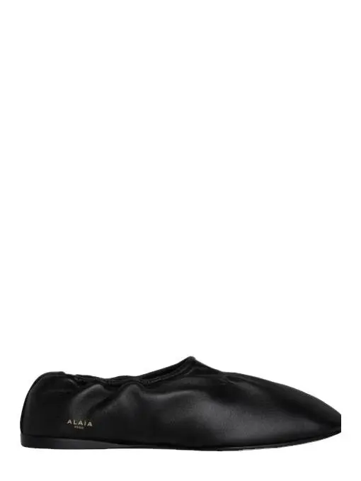 Alaïa Ruched Nappa Lambskin Ballet Flats - Black