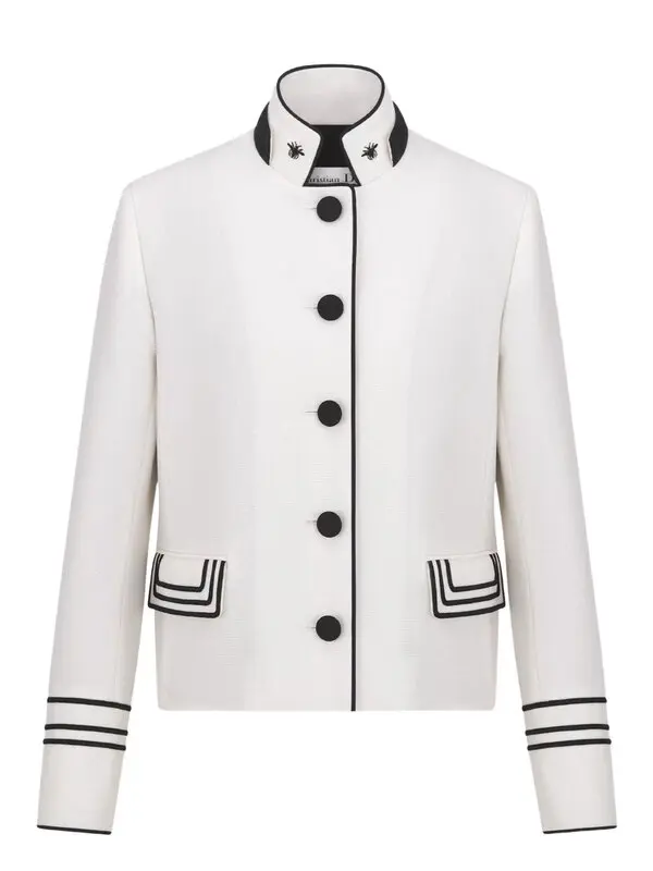 Dior Cropped Jacket With Embroidered Bee Detail - Off White