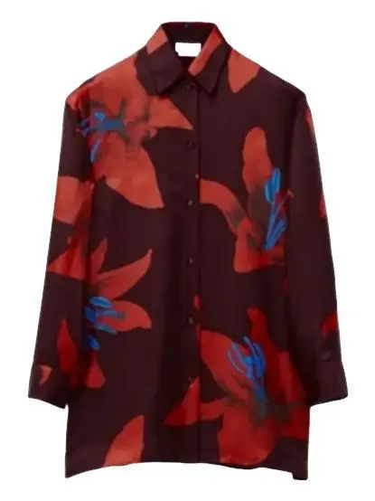 Alexander McQueen Floral Print Buttoned Shirt - Burgundy