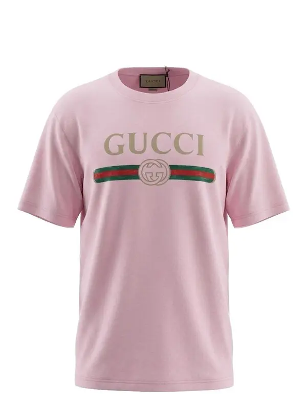 Gucci Logo Printed Cotton And Silk Jersey T-shirt - Pink