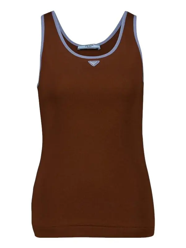 Prada Crewneck Tank Top - Tobacco Brown, Light Blue