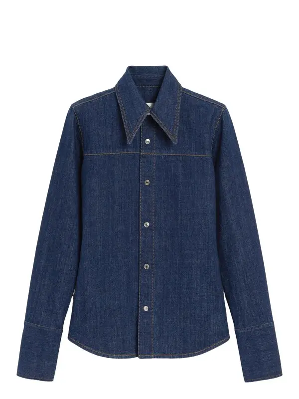 AMI Paris De Coeur Long Sleeved Denim Shirt - Indigo