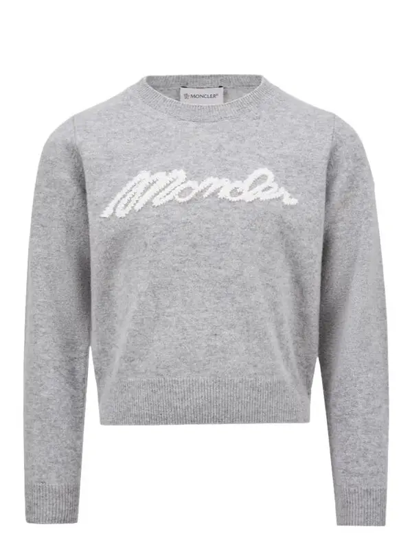 Moncler Logo-embroidered Crewneck Jumper - Grey
