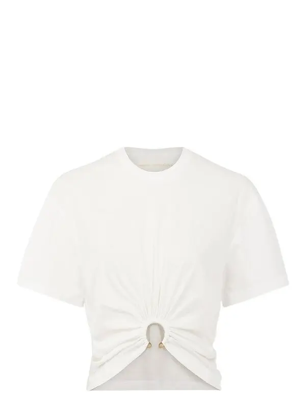 Rabanne Ring Detailed Cropped T-shirt - White