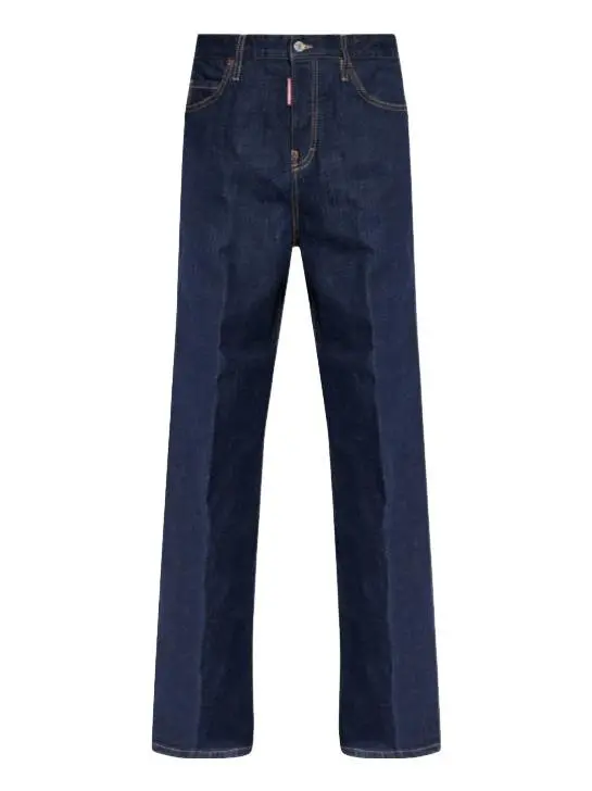Dsquared2 Baggy Logo Patch Jeans - Blue