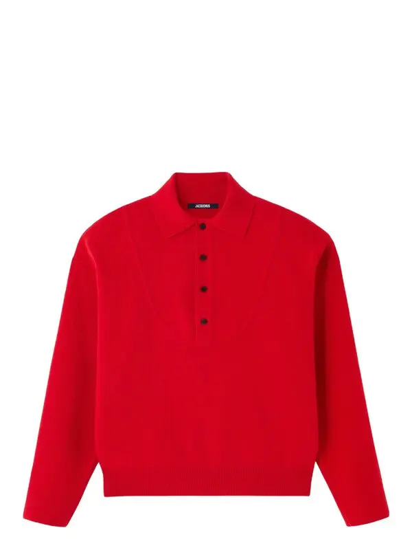 Jacquemus The Pallone Knit Polo Sweater - Red