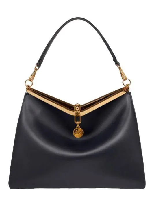 Etro Large Vela Bag With Top Handle And Shoulder Strap - Black
