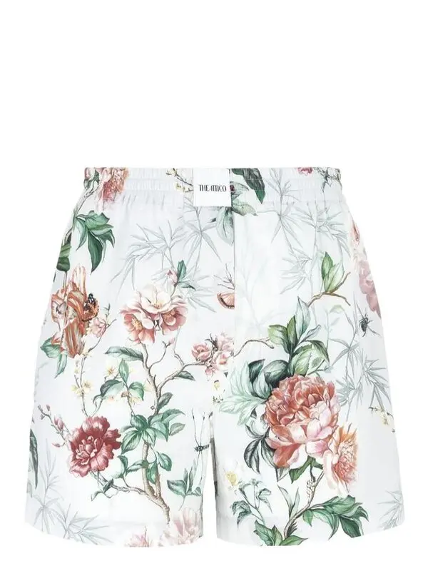 Attico Printed Silk Shorts - White