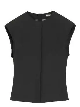 Ami Sleeveless Top With Raw Edge Trimming - Black