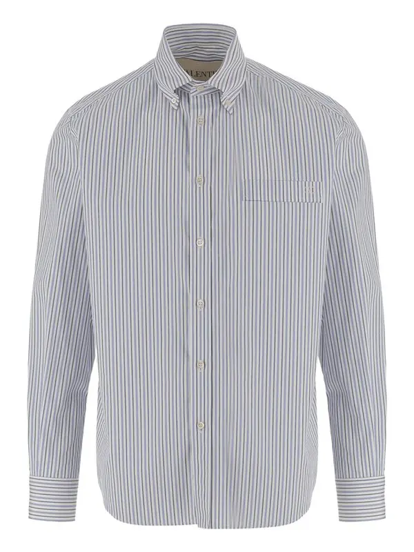 Valentino Garavani Striped Button-up Shirt - Gray