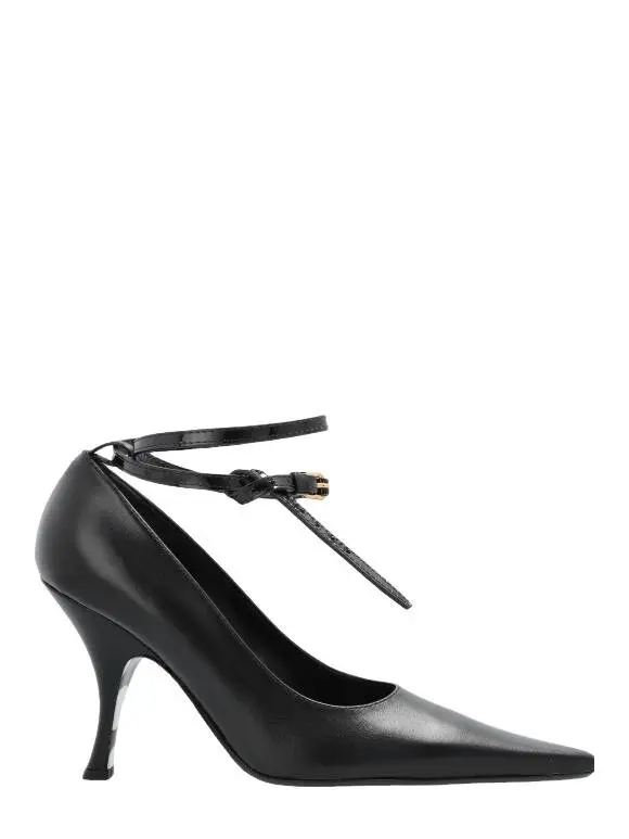 Moschino Pointed-toe Ankle-tie Stiletto Pumps - Black