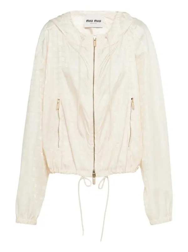 Miu Miu Nylon Hooded Blouson Jacket - Nude