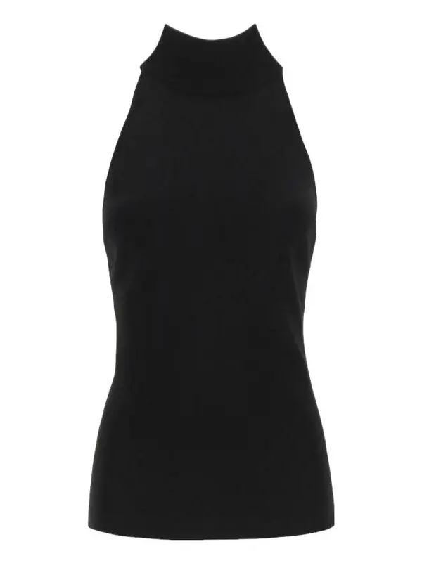 Givenchy High Neck Sleeveless Cut-out Top - Black
