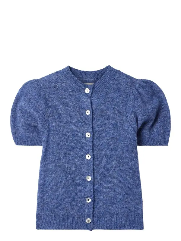 DÔEN Anisa Puff-sleeve Cardigan - Blue