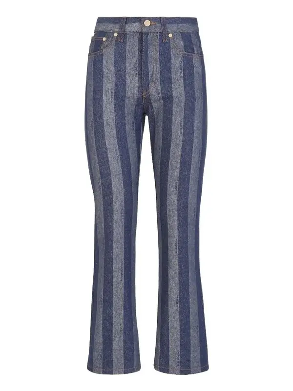 Fendi Striped Jeans With Embroidered Logo - Blue