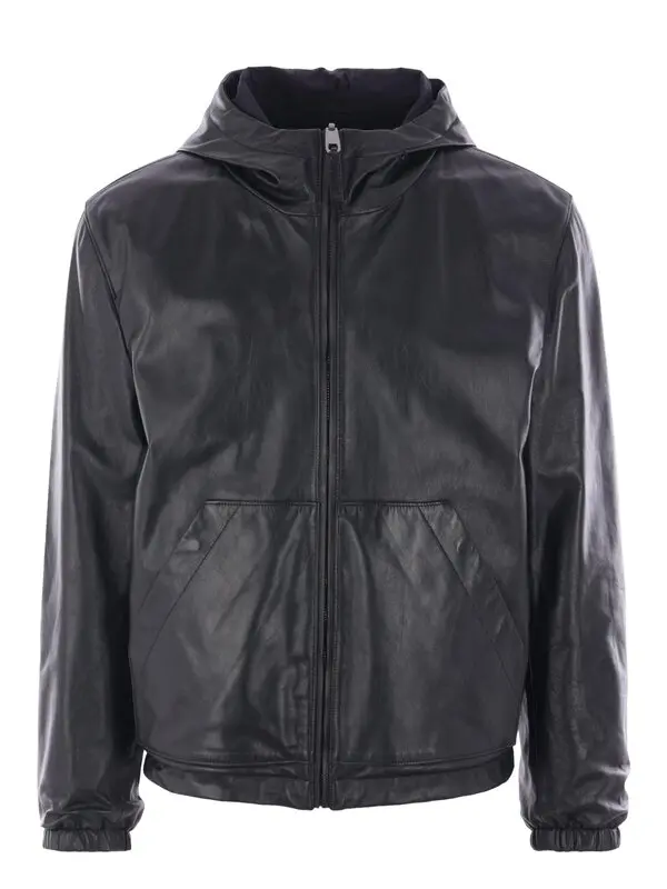 Dolce & Gabbana Logo Plaque Hooded Bomber Jacket - Black