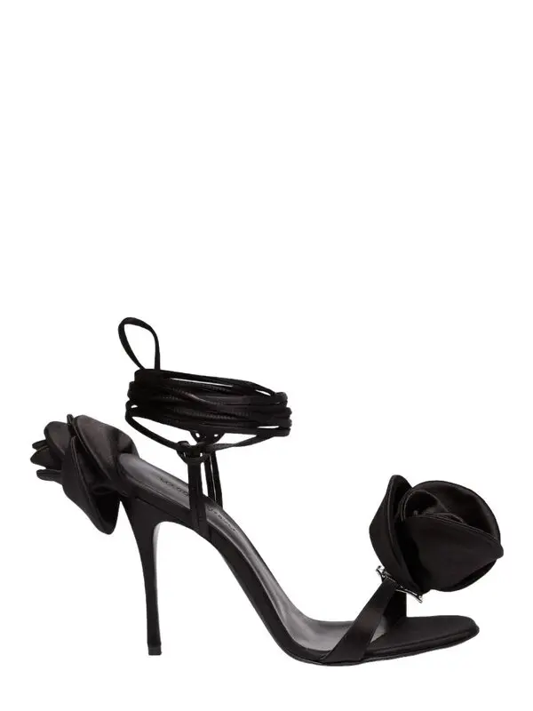 Magda Butrym Open-toe High-heeled Sandals With Floral Embellishments - Black