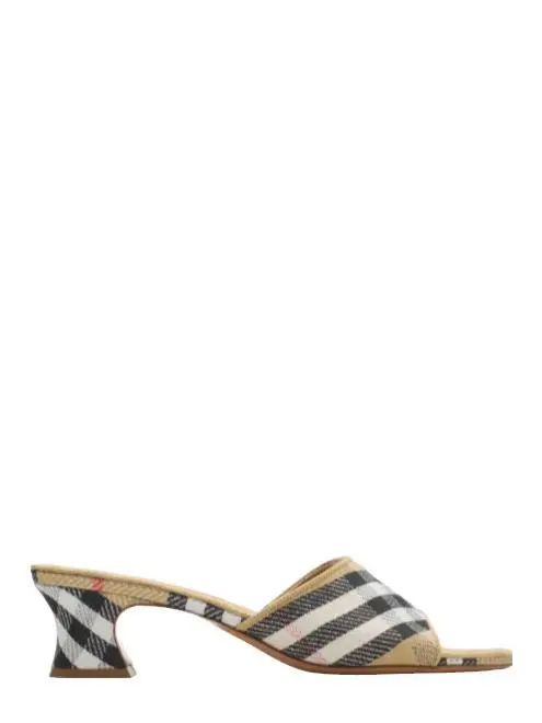 Burberry Check Sloane Mules - Sand Beige