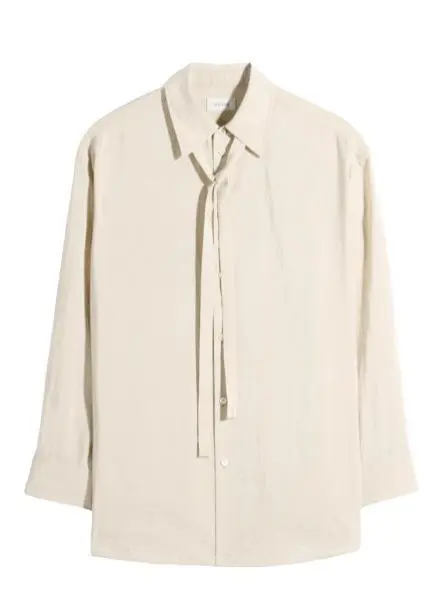 LEMAIRE Oversized Pleated Buttoned Shirt - Oat Milk